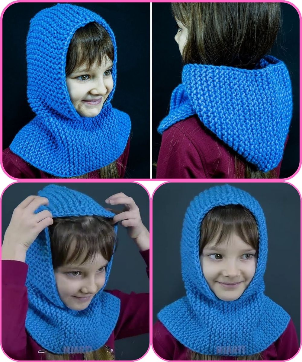 How to Make a Warm Hood/Snood on 2 Knitting Needles (Beginner Friendly ...